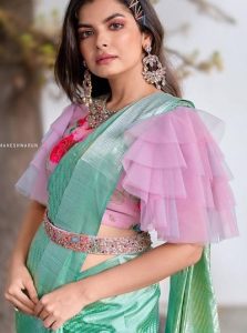 41 Latest Frill Saree Blouse Designs For Parties and Weddings - Tips ...