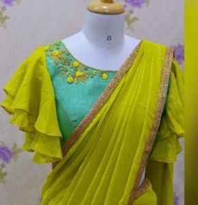 41 Latest Frill Saree Blouse Designs For Parties and Weddings - Tips ...